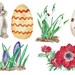 Watercolor Spring Bunnies Clipart: Floral Easter Eggs (digital Download ...