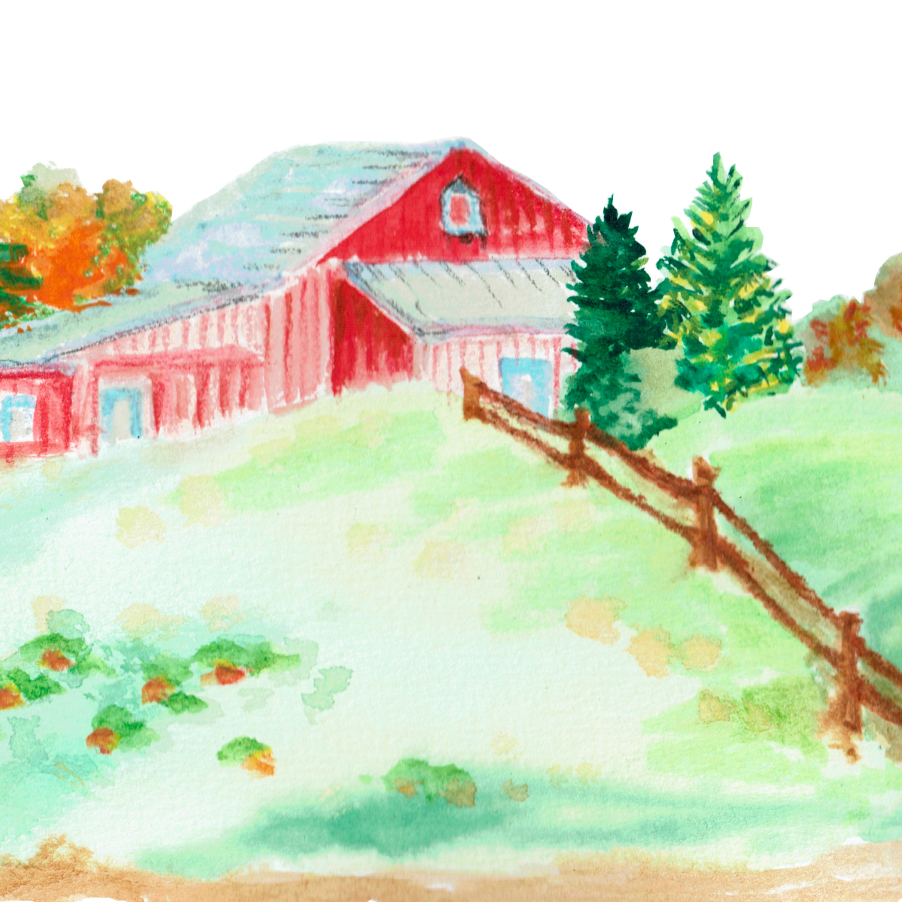Autumn Landscape Watercolor Clipart, Fall Village Clip Art ...