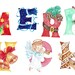 Merry Christmas Letters Watercolor Clipart Png Elements Instant ...