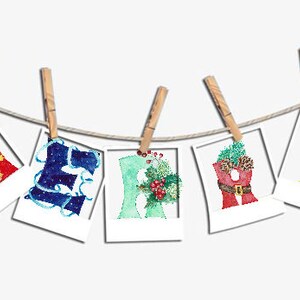 Merry Christmas Letters Watercolor Clipart Png Elements Instant ...