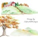 Autumn Landscape Watercolor Clipart, Fall Village Clip Art ...