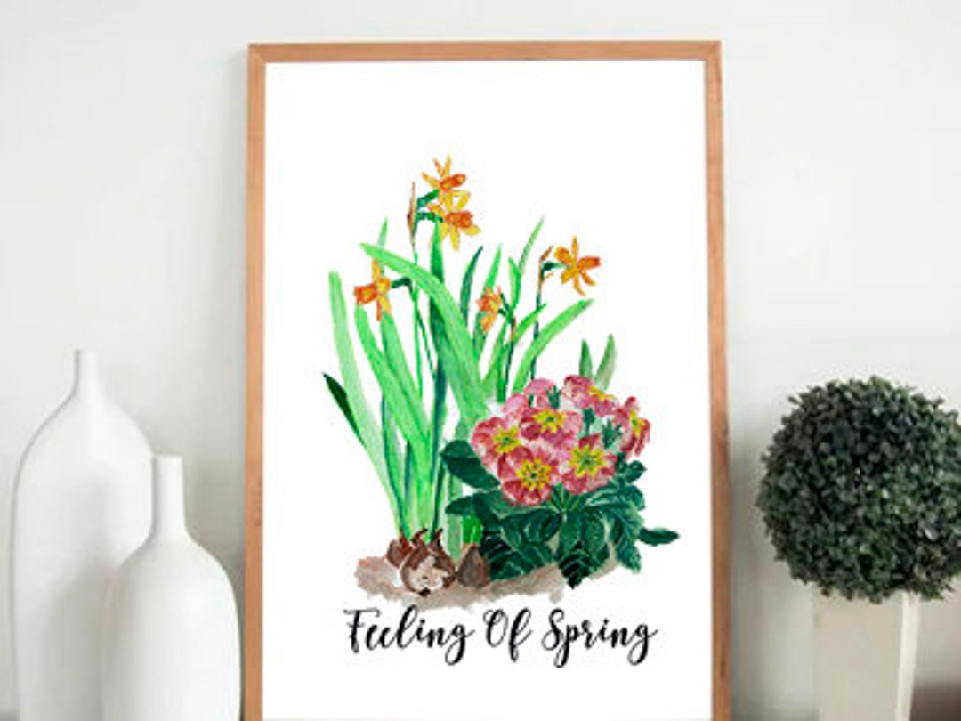 Watercolor Spring Flowers PNG, Floral Wall Art Printable, Botanical ...