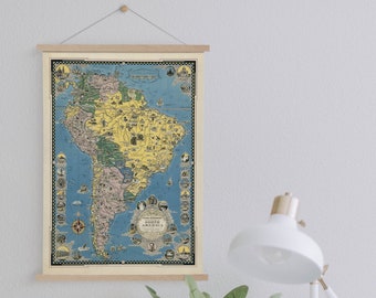Vintage South America Map Decor Banner by Chromantics - Etsy
