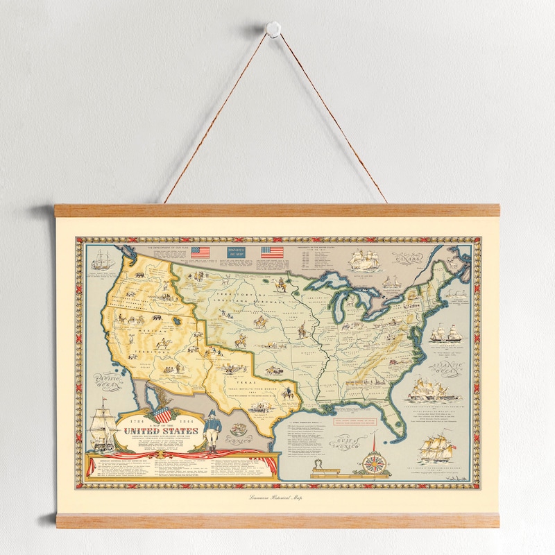Vintage Usa Map - Etsy