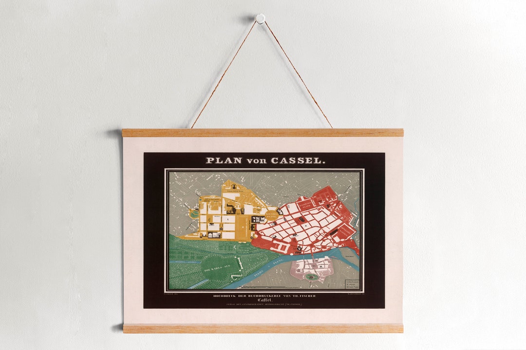Kassel City Map From 1851 Framed Canvas Print| Wall Art Prints| Canvas ...