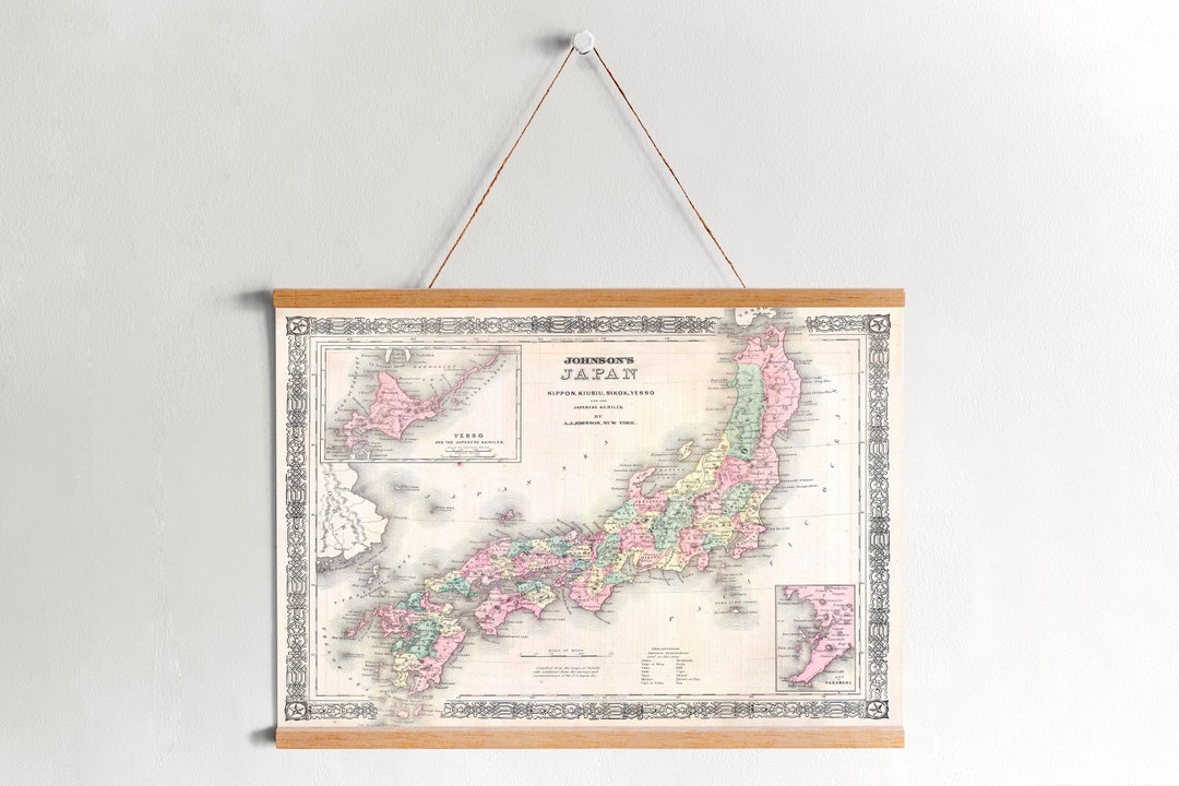 Japan Map From 1864 Framed Canvas Print| Wall Art Prints| Canvas Wall ...