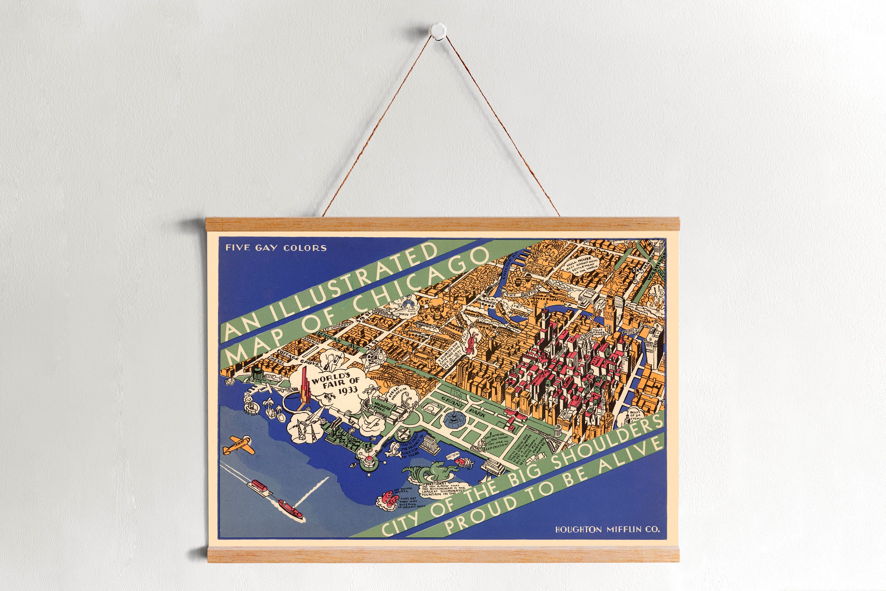 1930s Pictorial Map of Chicago on Canvas Print With Hanger - Etsy