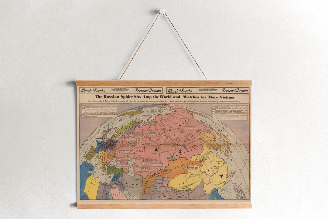Framed Canvas Map of Soviet Russia During World War 2| WW2| Canvas Wall ...