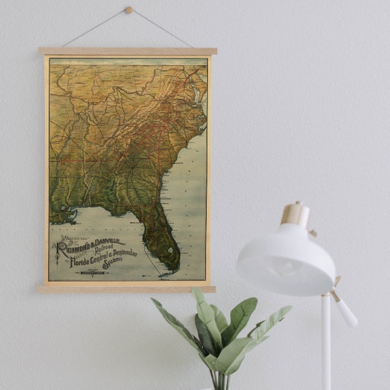 Framed Canvas Map of Florida Wall Art Prints Canvas Wall - Etsy