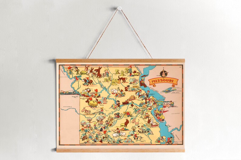Framed 1935 Missouri Map Canvas Print: Vintage Wall Art - Etsy
