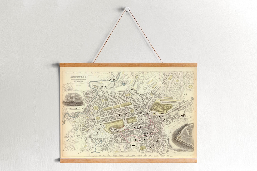 Edinburgh City Map From 1834 Framed Canvas Print| Wall Art Prints ...