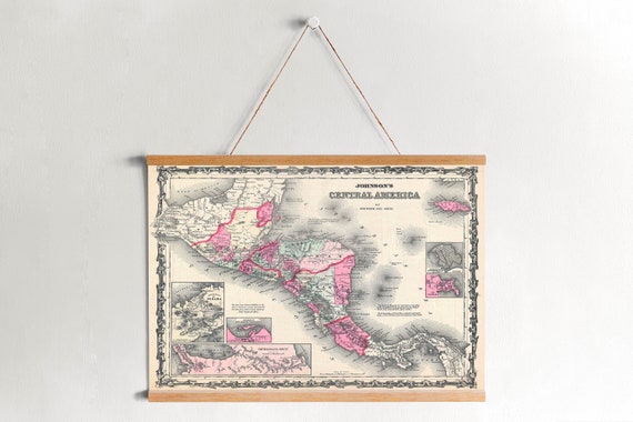 Mapa de América Central de 1862 Impresión de lienzo enmarcado | Etsy