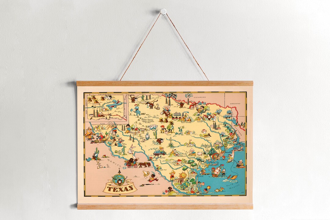 1935 Texas Map Framed Canvas Print: Vintage Wall Art Decor - Etsy