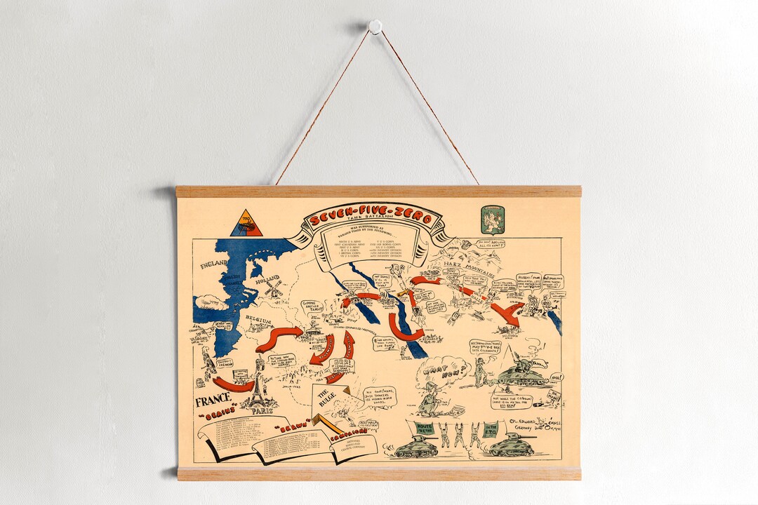 Pictorial Map of World War 2 on Canvas Print With Hanger Frames| WW2 ...