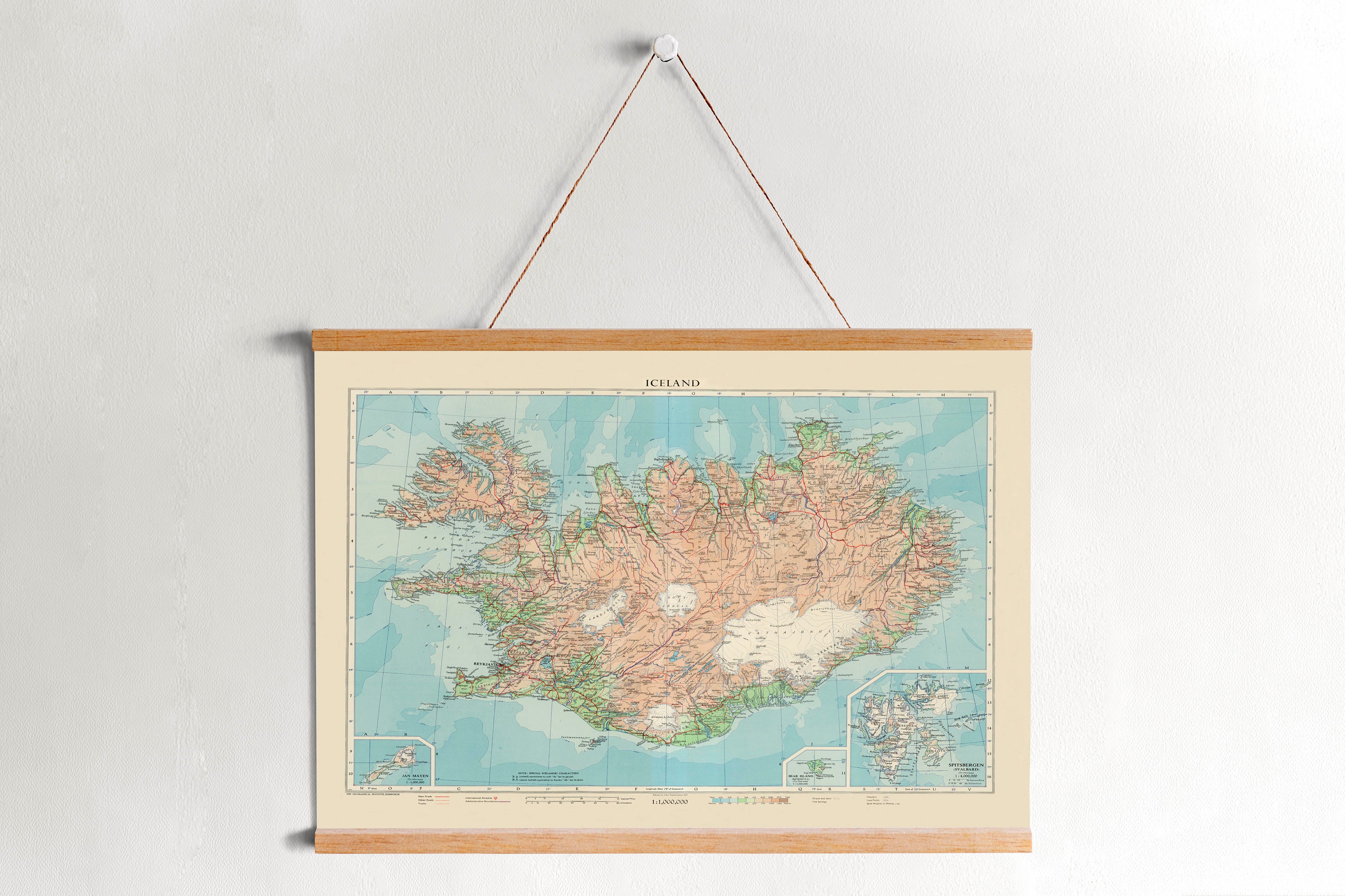 Pictorial Map of Iceland on Canvas Print With Hanger Frames Vintage ...