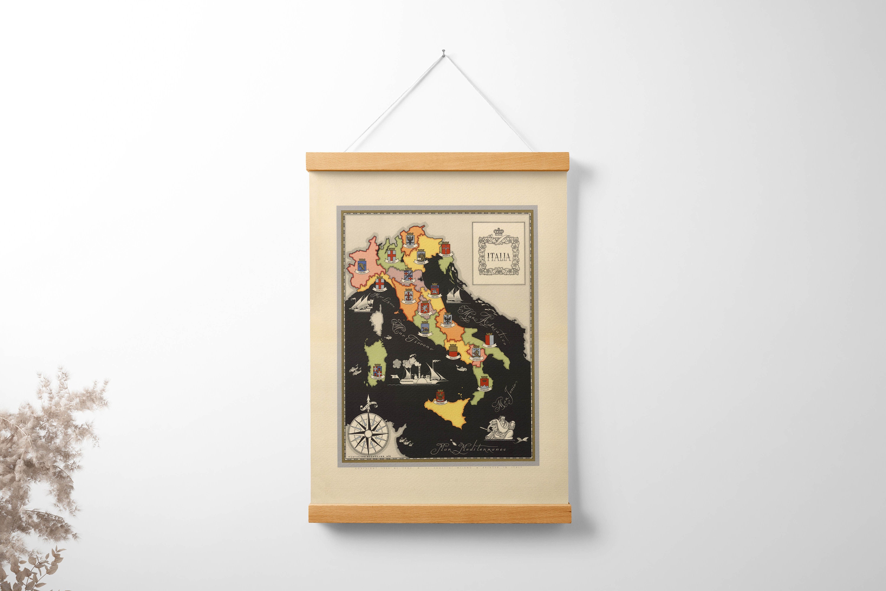 1930s Pictorial Map of Regions of Italy on Canvas Print With - Etsy