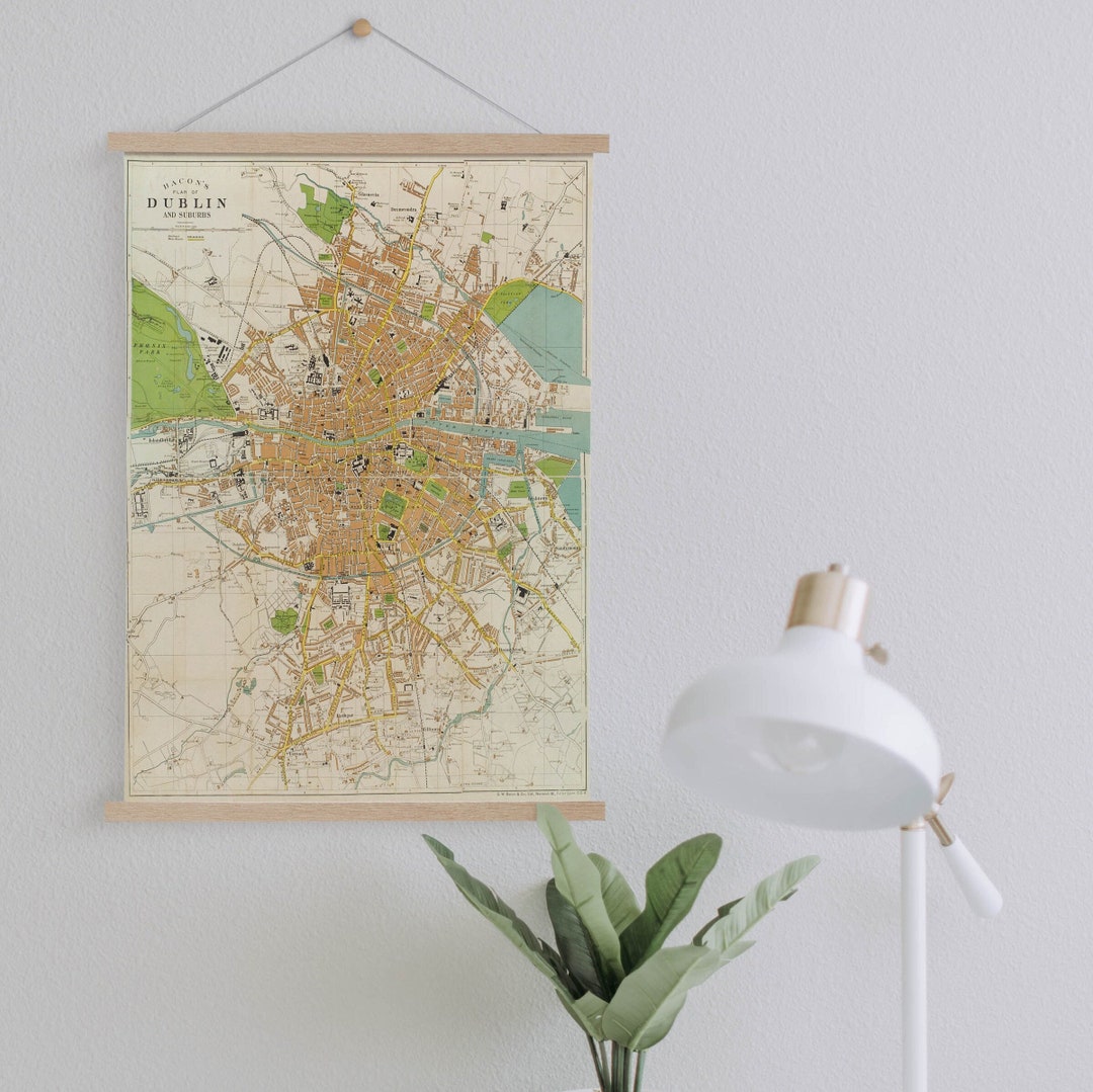 Framed Canvas Map of Dublin Wall Art Prints Canvas Wall Art Ready to ...