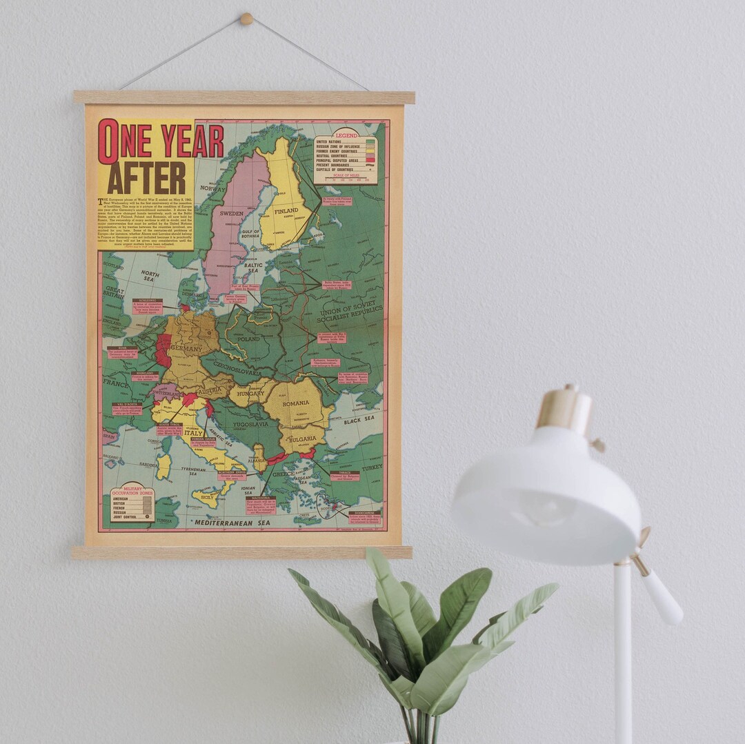 WWII Europe Map Framed Canvas Print: Vintage Style Wall Art - Etsy
