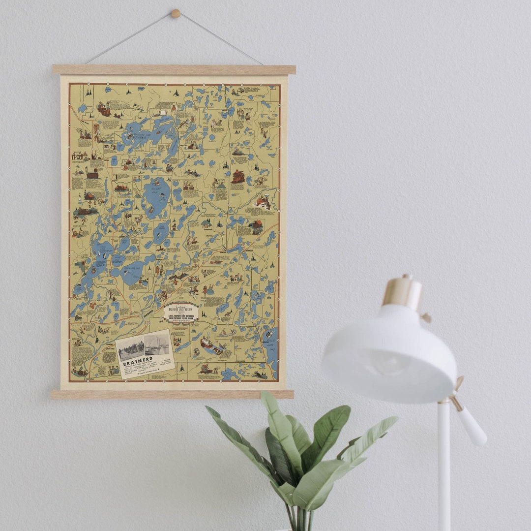 Pictorial Map of Brainerd Lake Region on Canvas Print With Hanger ...