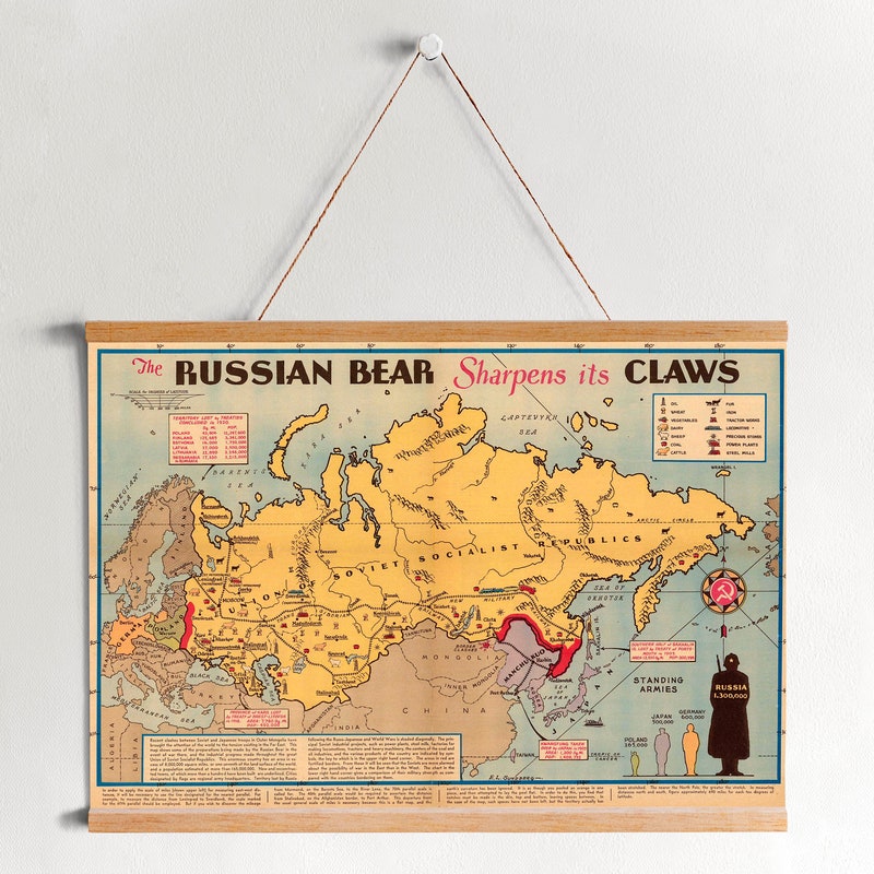 Russia Map in Russian - Etsy UK