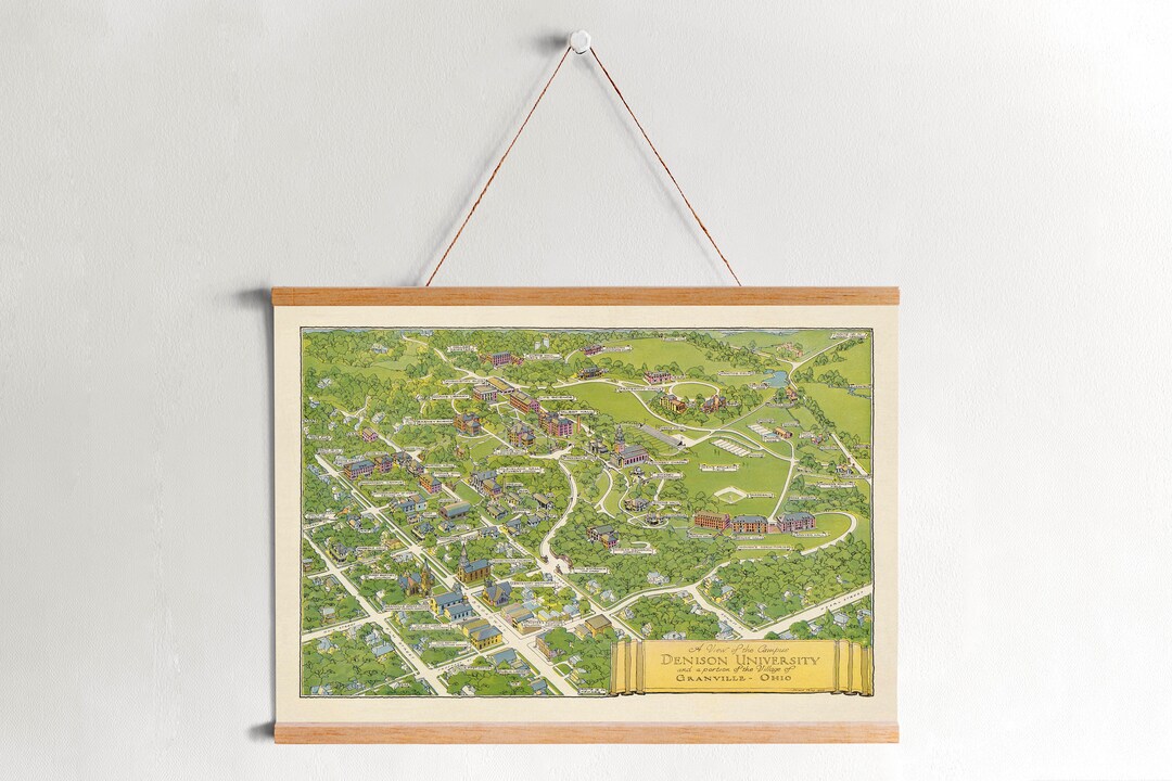 Denison University Vintage Map Art: 1944 Framed Canvas Print - Etsy
