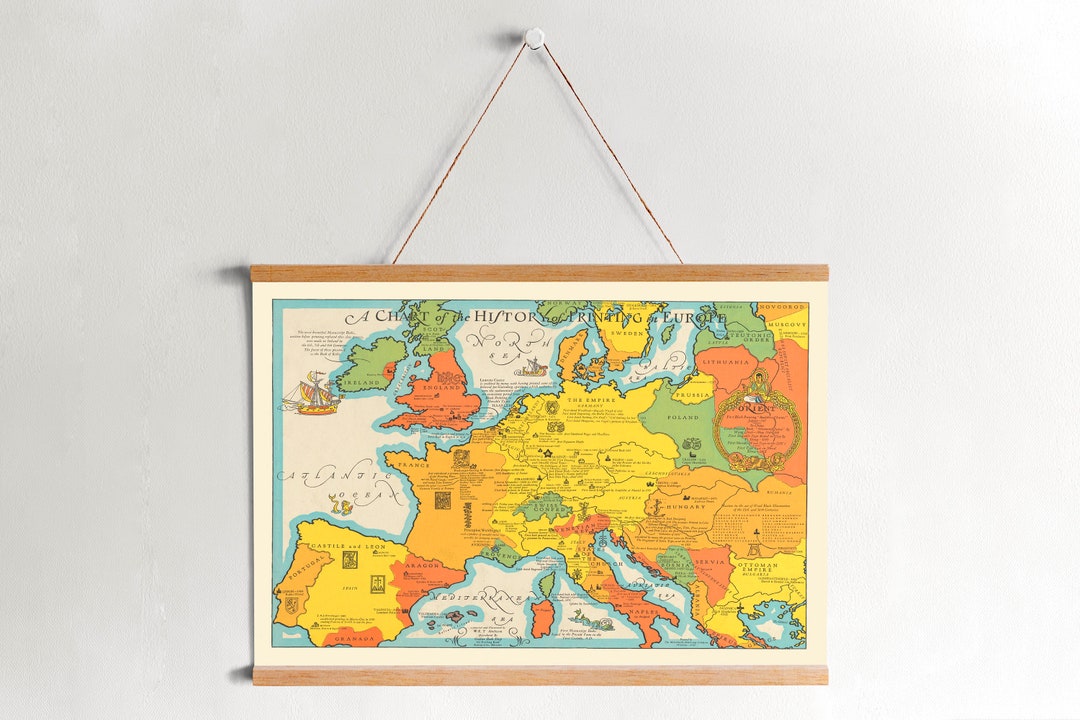 Framed Canvas Map of Europe Printing History 1931| Wall Art Prints ...