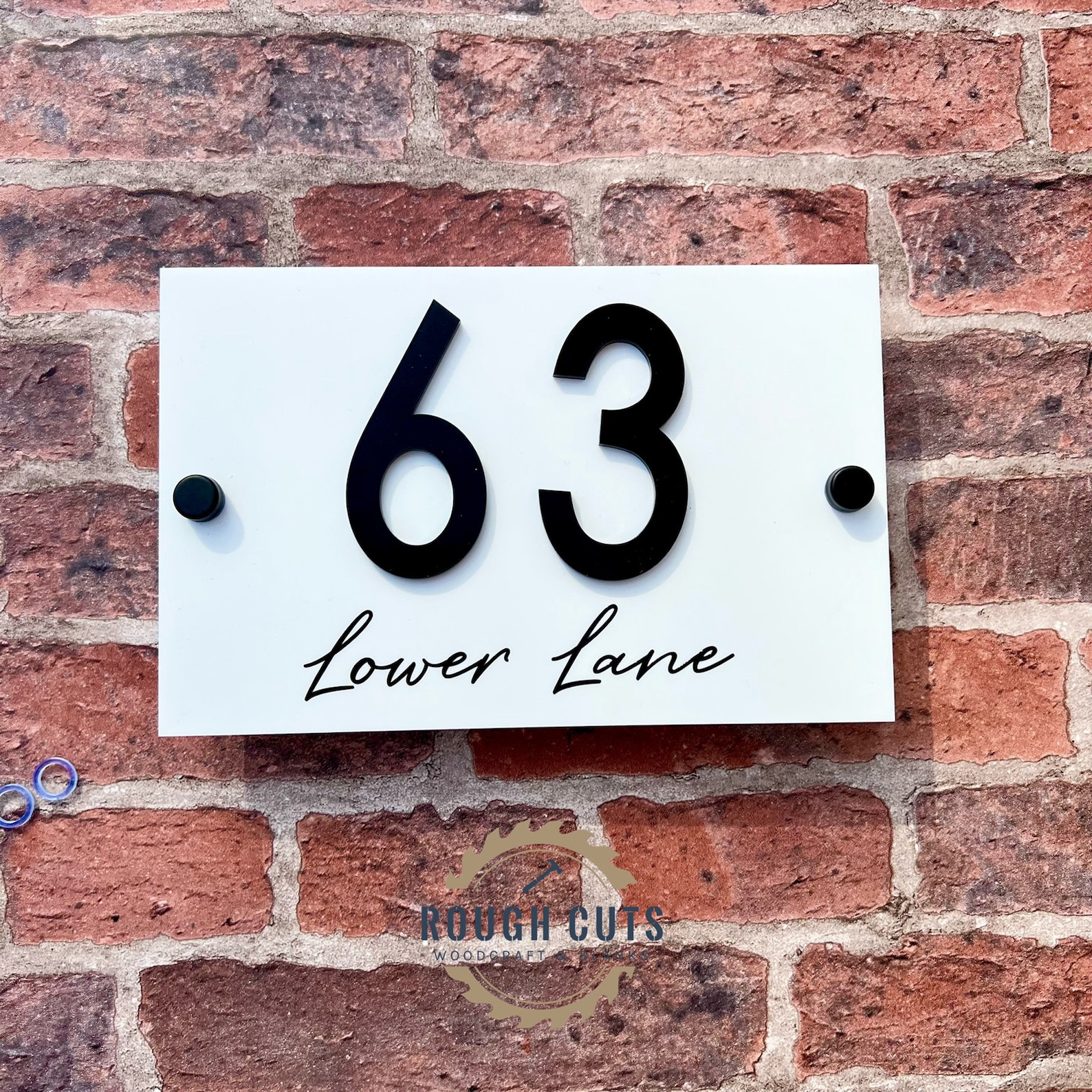 Large House Number Sign, Square Edge Personalised Standoff Plaque ...