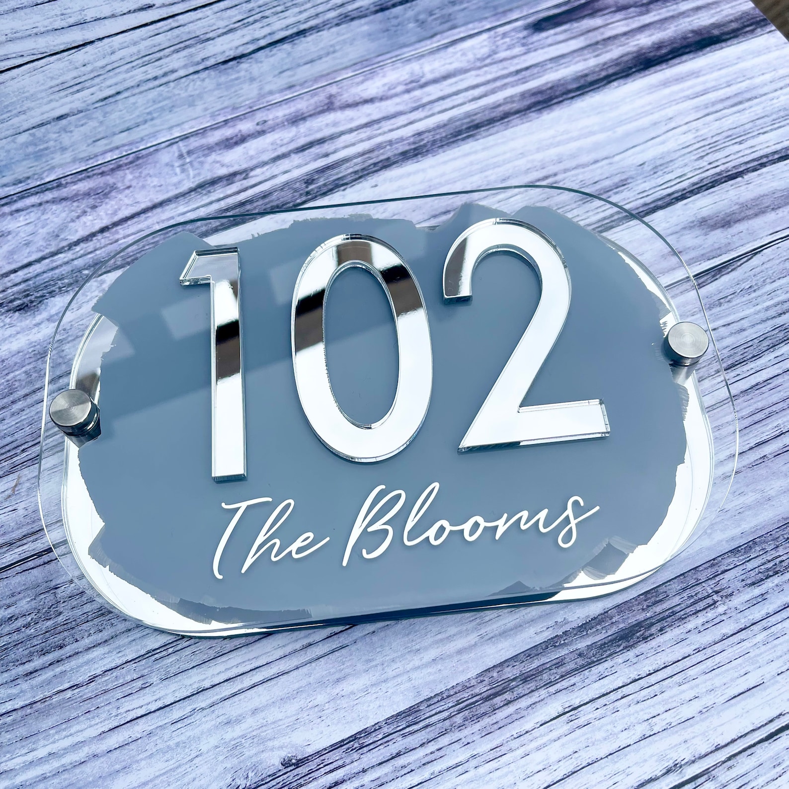 House Number Sign Silver Personalised Address Plaque in Any - Etsy UK