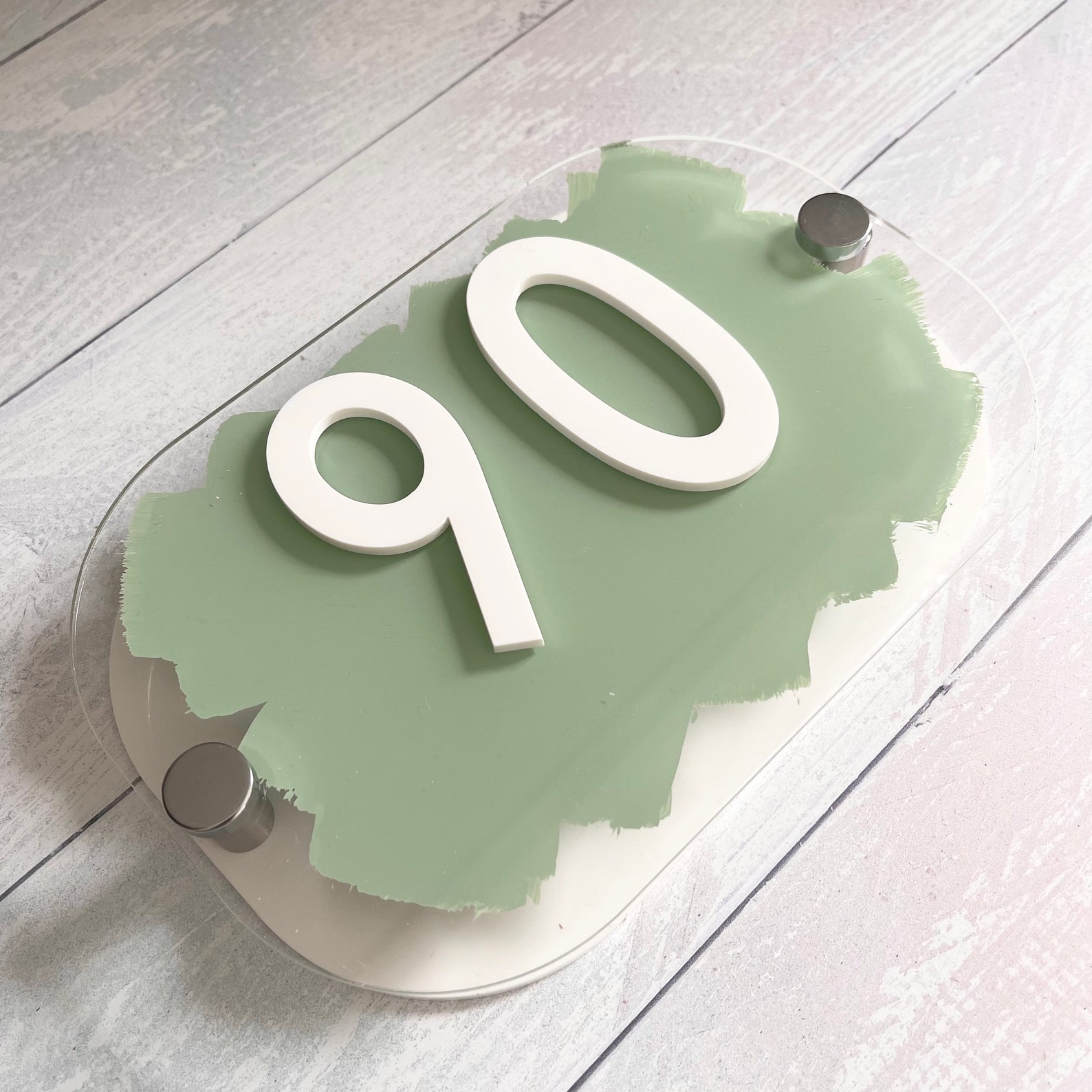 House Sign, Mirror Door Number Plaque, Personalised Sage Green - Etsy UK
