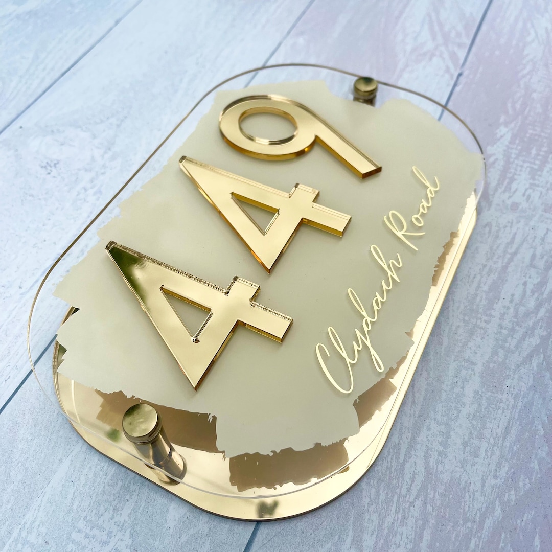 House Sign, Hand Painted Number Plaque, Personalised in Mirror - Etsy