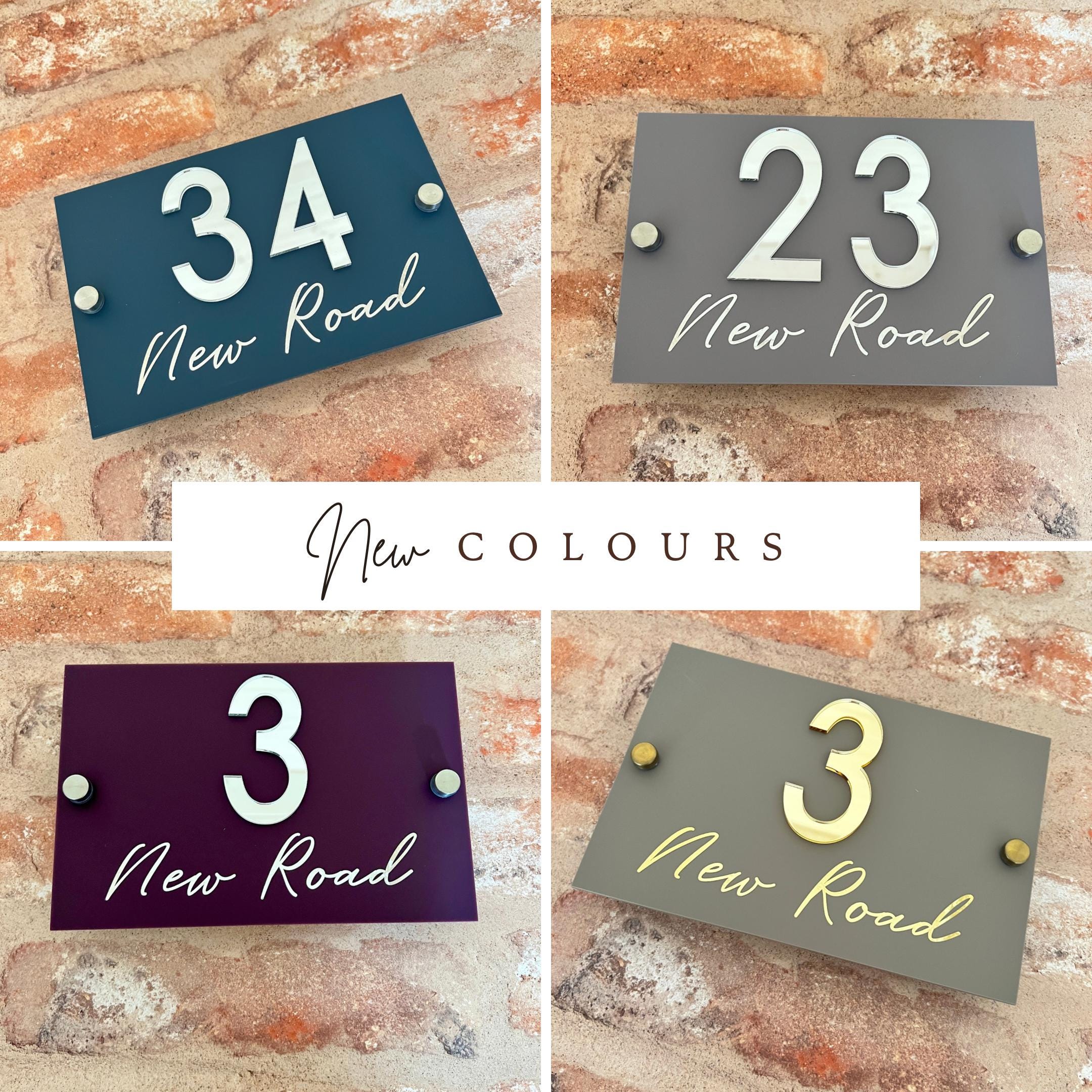 Large House Number Sign, Square Edge Personalised Standoff Plaque ...