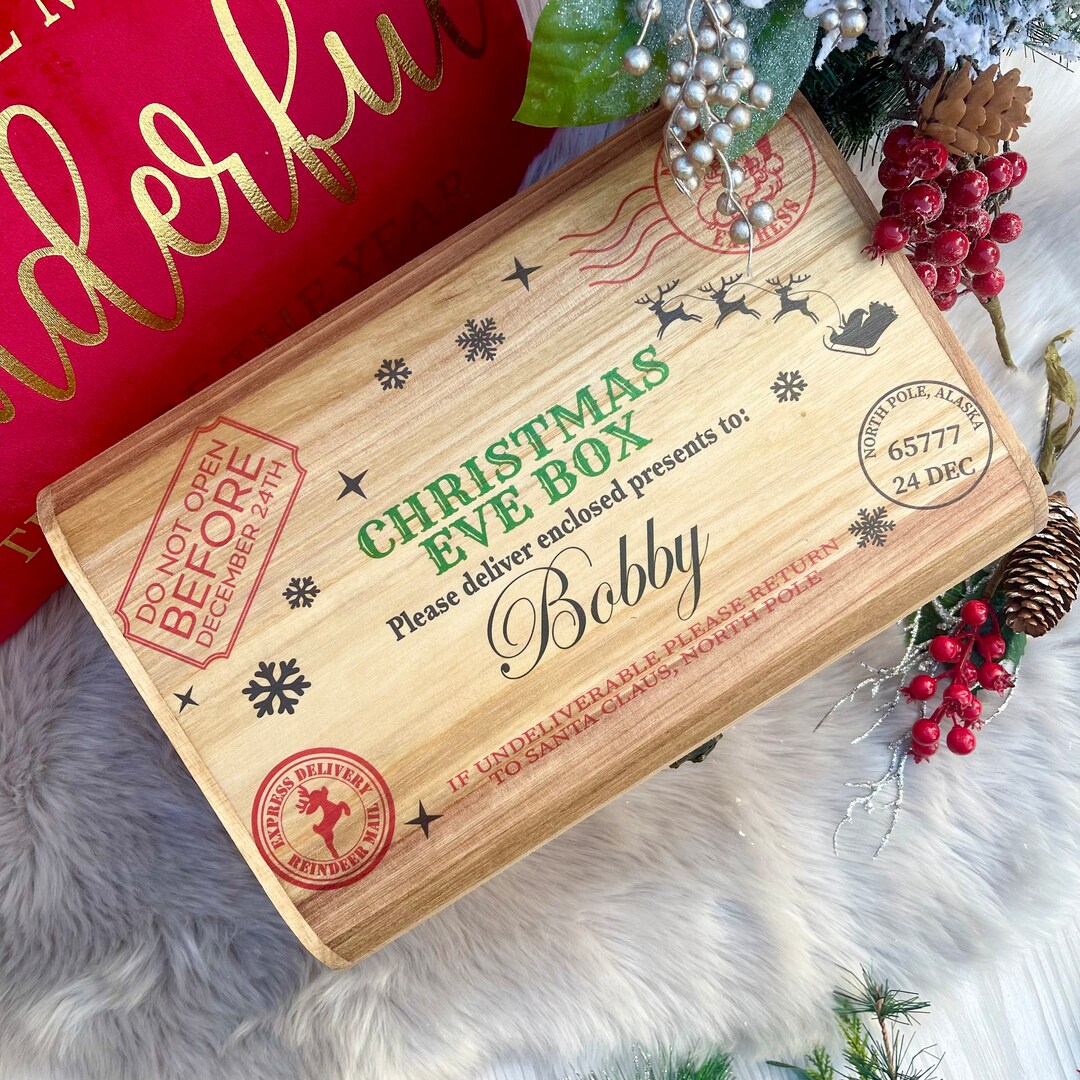 Christmas Eve Boxes , Treasure Chest, Wooden Personalised Christmas ...
