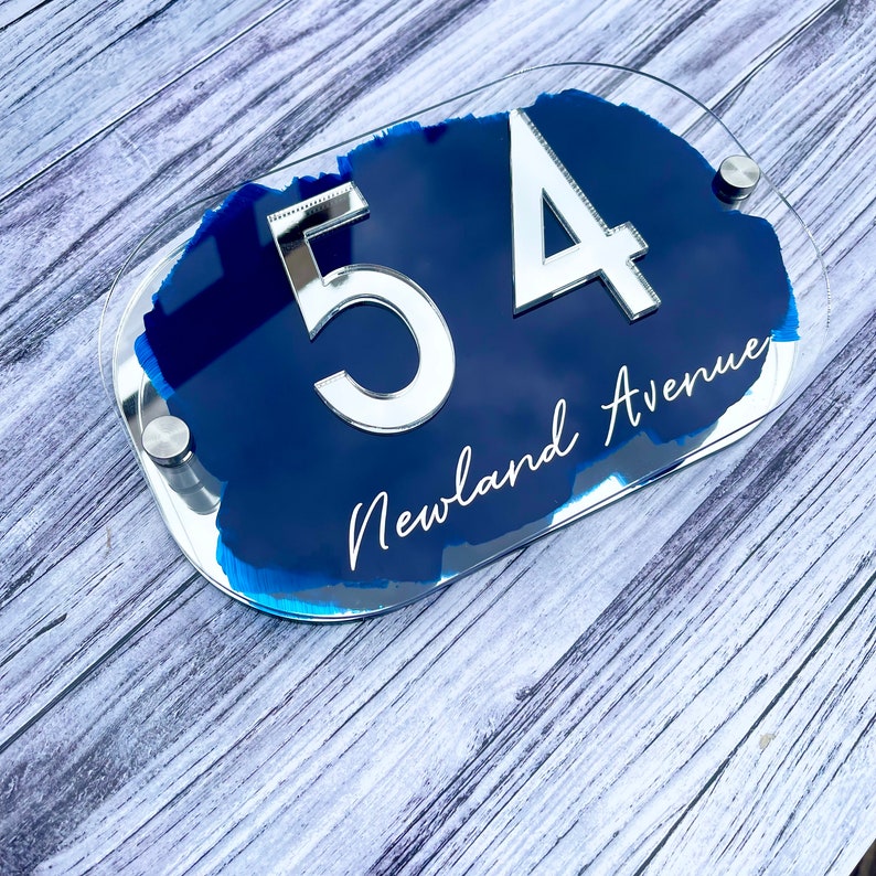 House Number Sign Silver Personalised Address Plaque in Any - Etsy UK