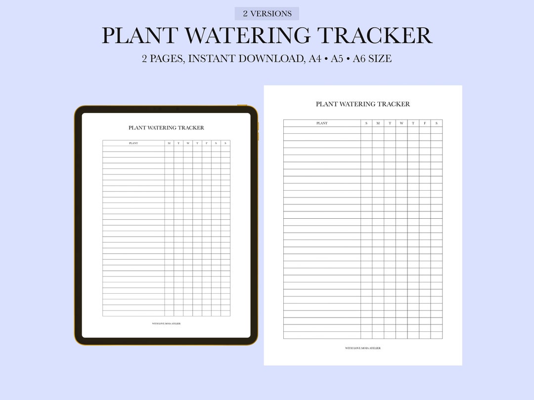 Printable Plant Watering Chart, House Plant Planner, Weekly Plant ...