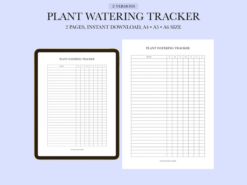 Printable Plant Watering Chart, House Plant Planner, Weekly Plant ...