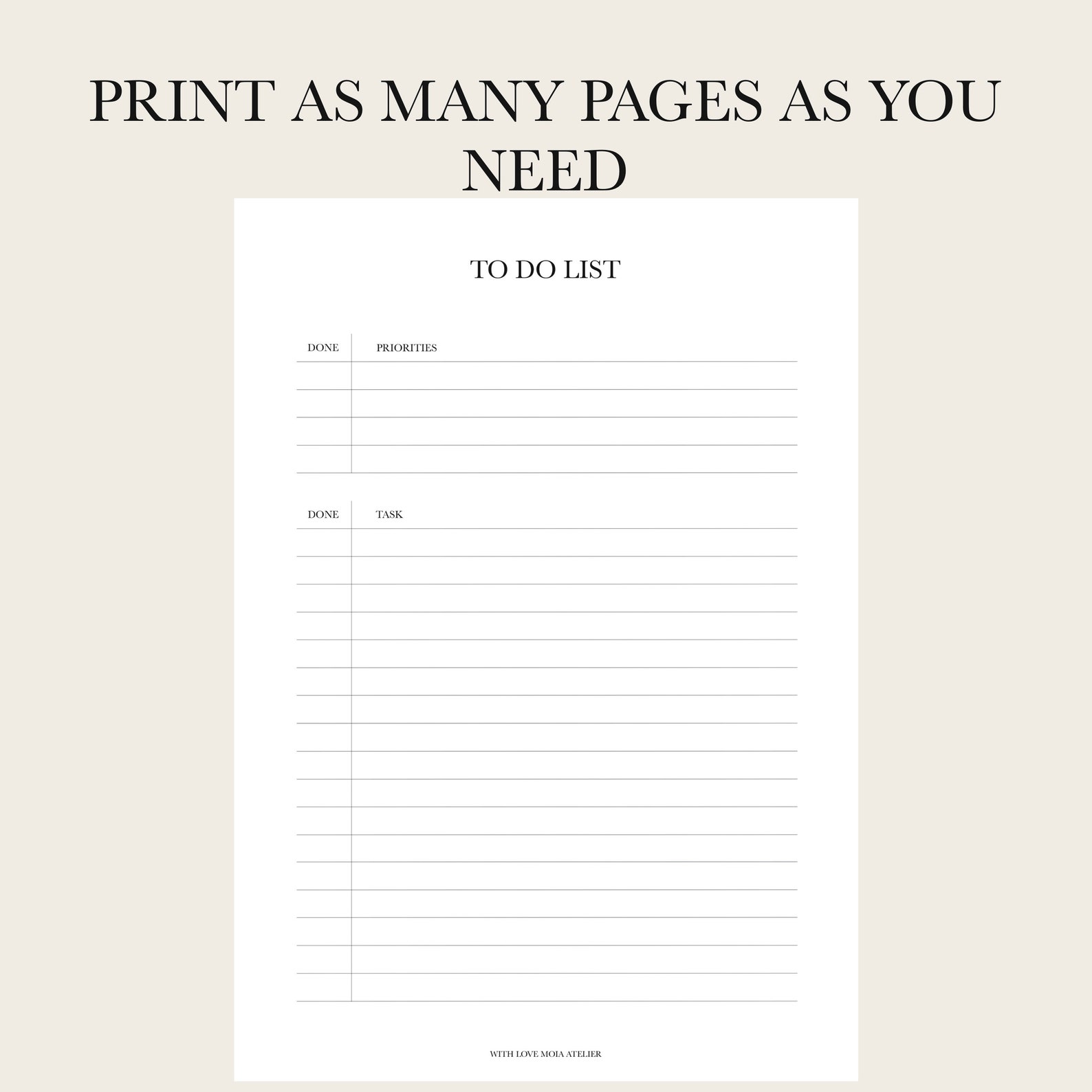 To-do List Classic Aesthetic Checklist Notebook Printable - Etsy