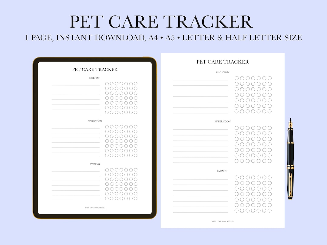 Pet Care Planner Printable Daily Routine Planner Pet Health - Etsy