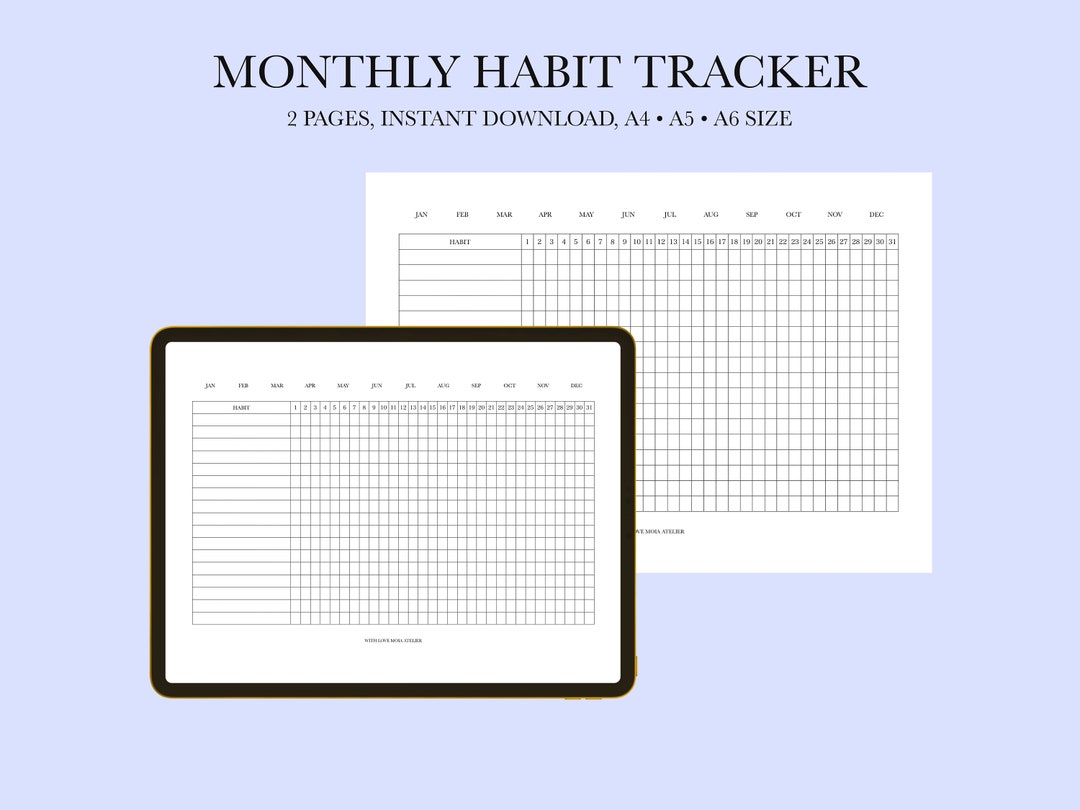 Monthly Habit Tracker Printable, Simple Routine Log Book, Daily Habit ...
