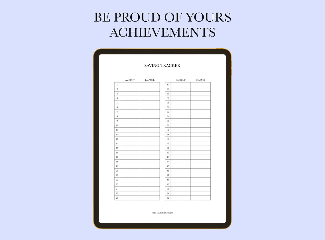 52 Weeks Saving Tracker Printable, Emergency Fund Tracker, Financial ...