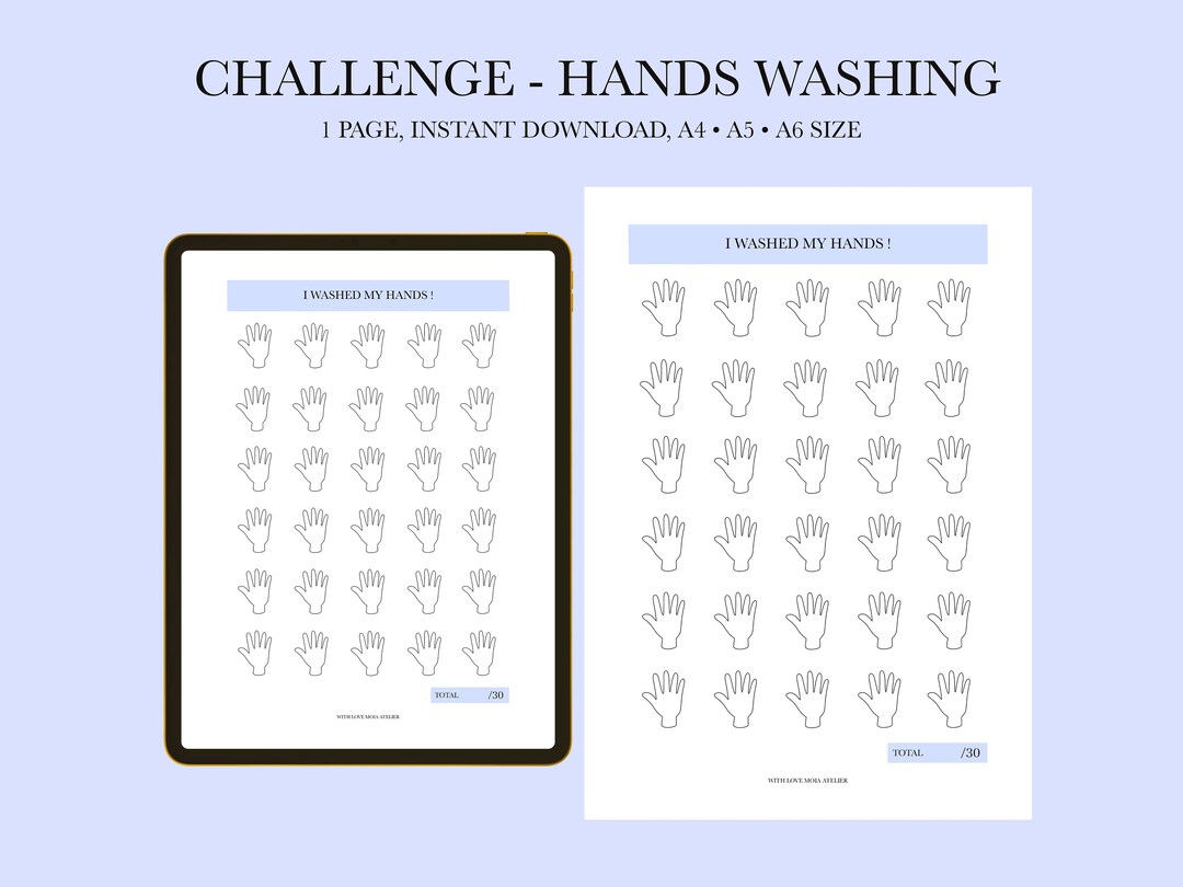 Challenge I Washed My Hands, Hands Wash Chart Printable, Daily Kids ...