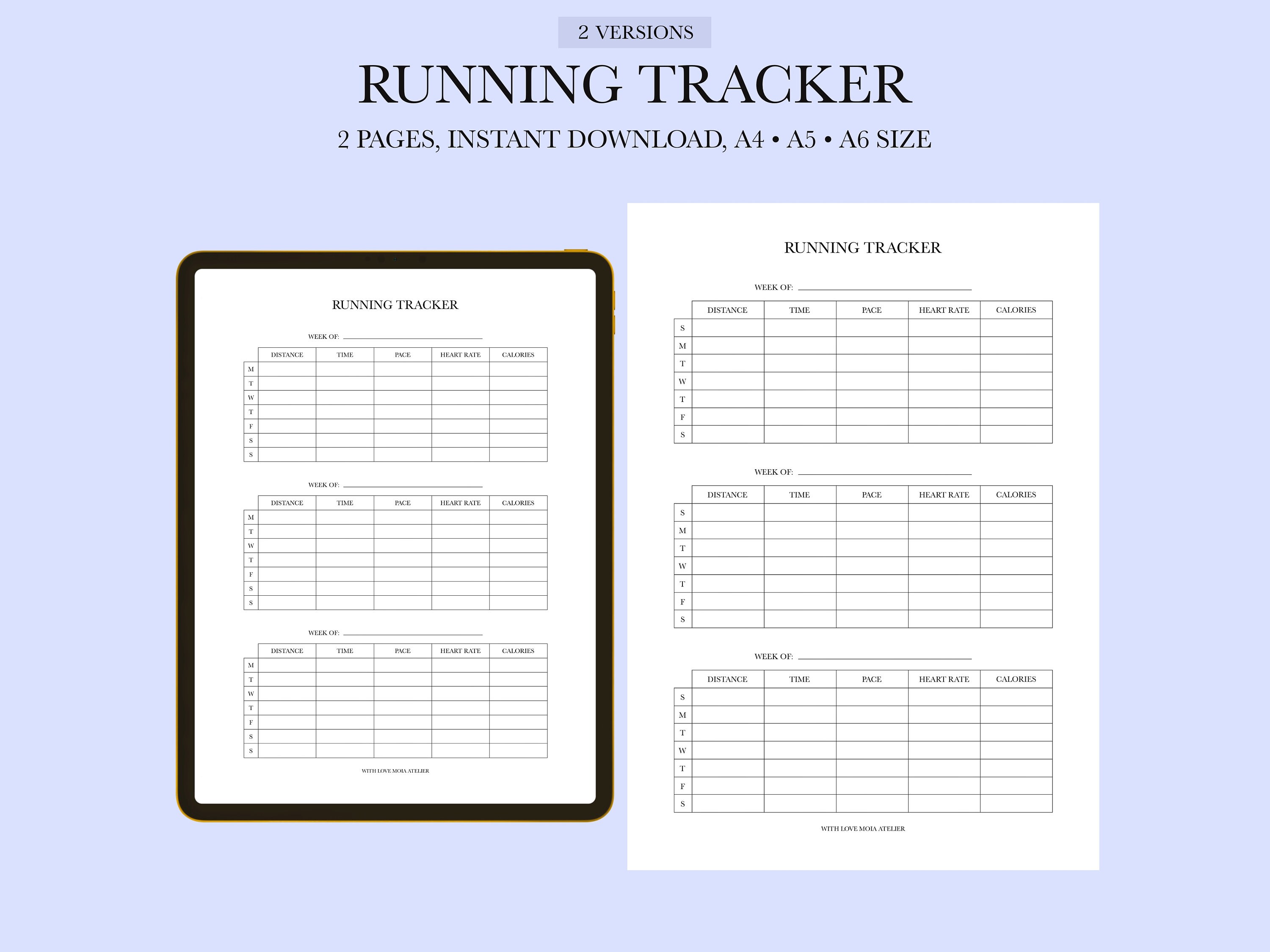 Running Tracker Printable, Running Diary, Minimalist Running Log ...