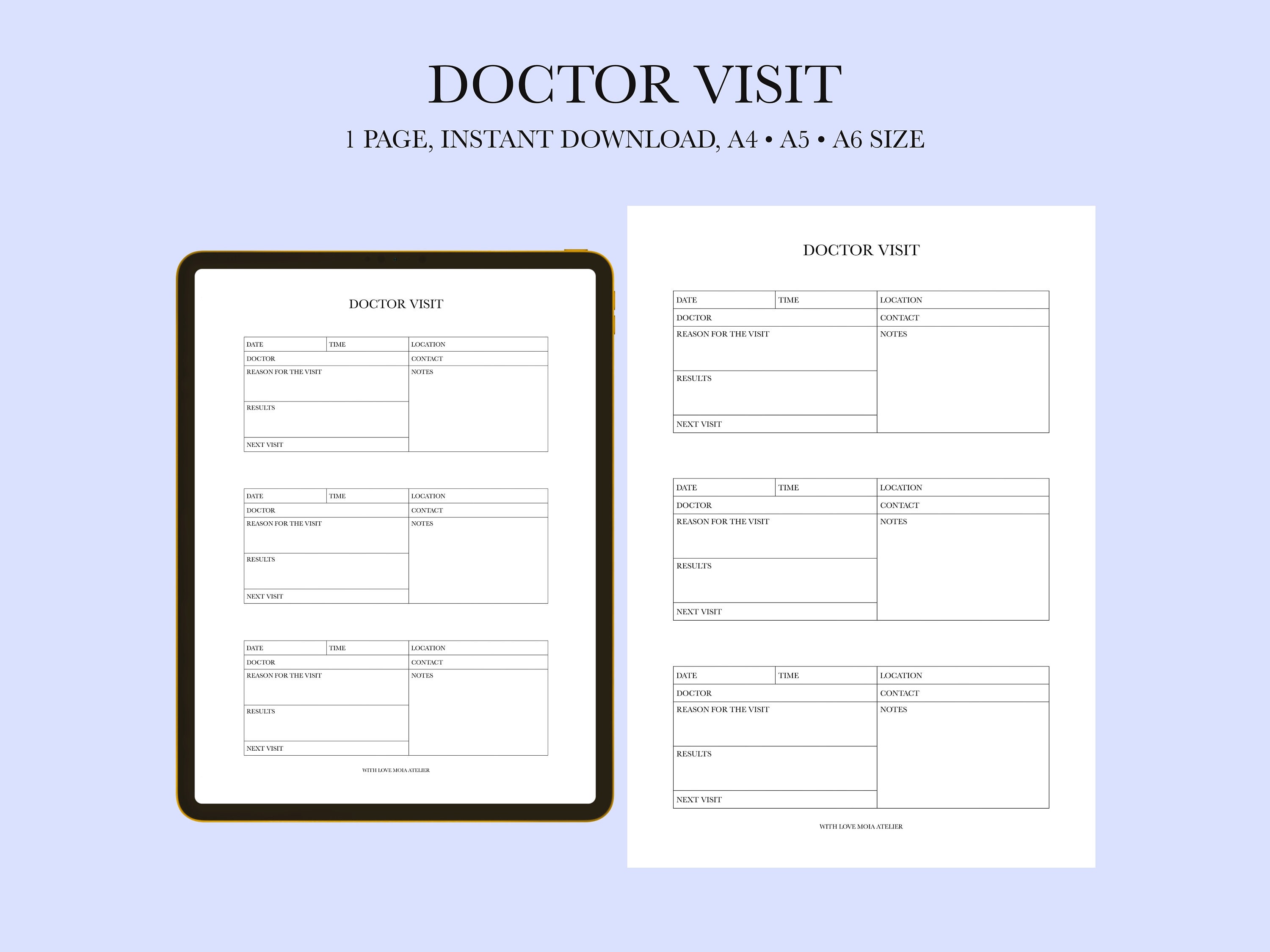 Doctor Visits Log Template, Medical Appointment, Minimalist Health ...