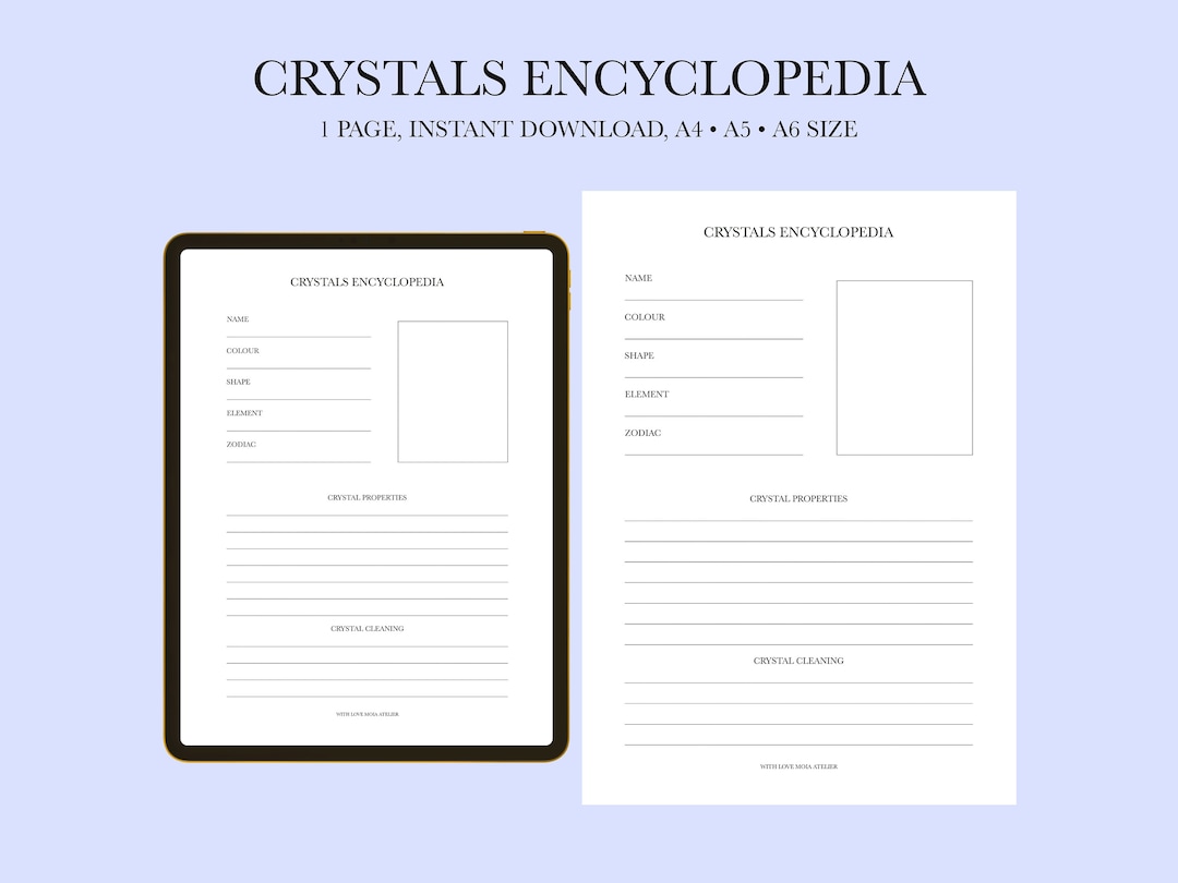 Crystal Encyclopedia Blank Printable Template, Crystal Log Book ...