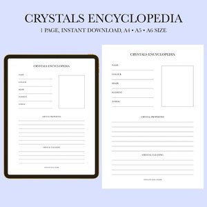 Crystal Encyclopedia Blank Printable Template, Crystal Log Book ...