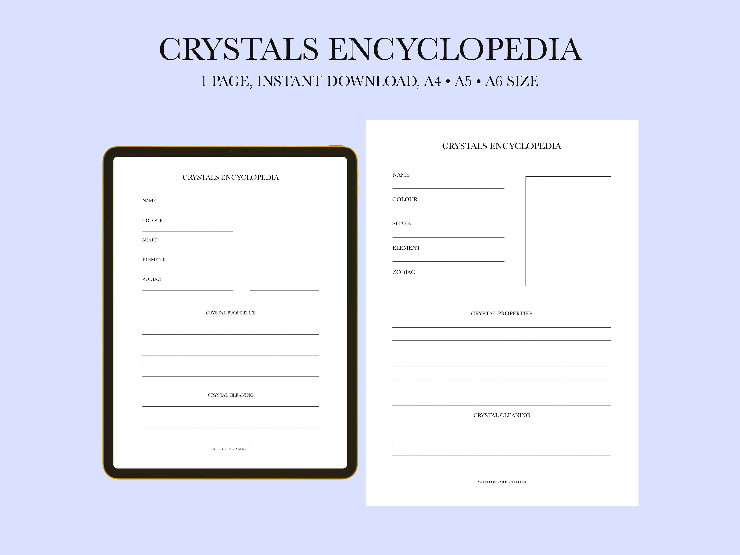 Crystal Encyclopedia Blank Printable Template, Crystal Log Book ...