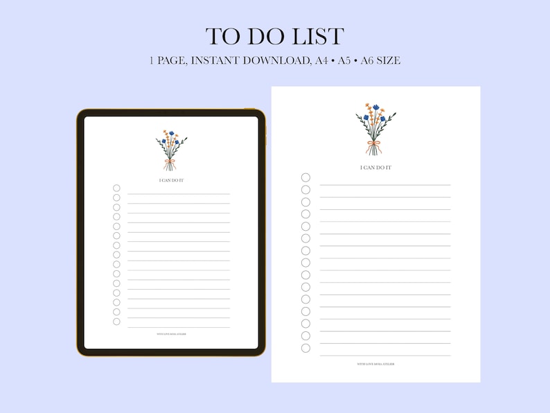 Cute Floral To-do List Template, Simple Boho Daily Planner, Aesthetic ...