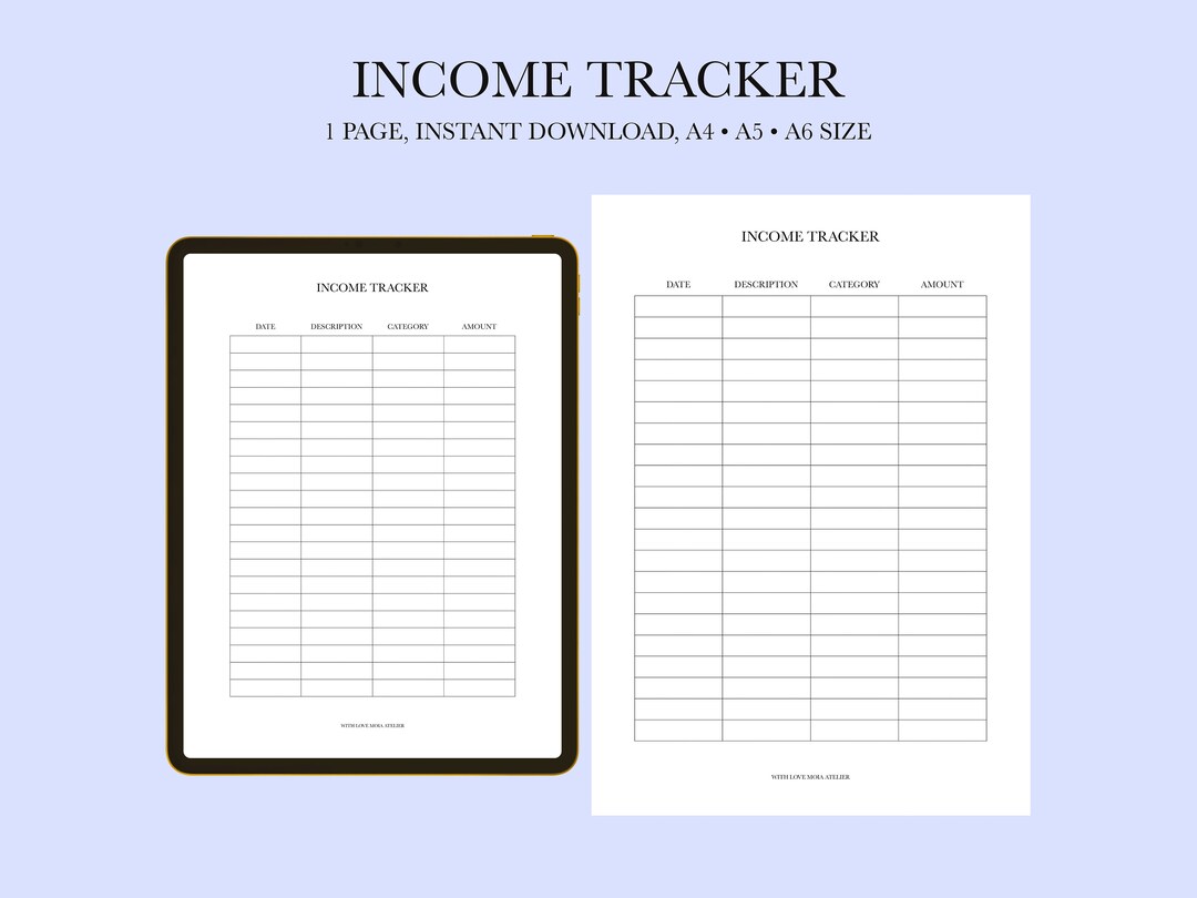Income Tracker Printable, Financial Planner Page, Finance Progress ...