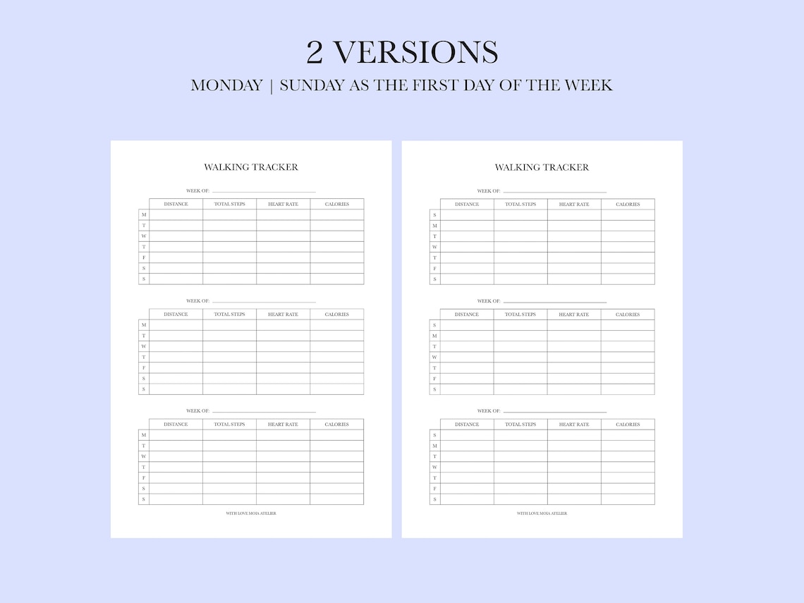 Walking Tracker Printable, Steps Log Book, Minimalist Walking Journal ...