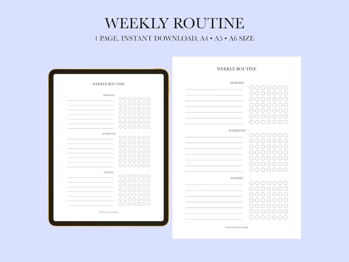 Weekly Routine Planner Printable, Habit Tracker Sheet Template, Daily ...