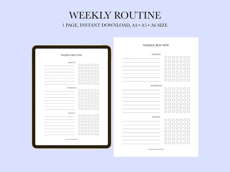 Weekly Routine Planner Printable, Habit Tracker Sheet Template, Daily ...